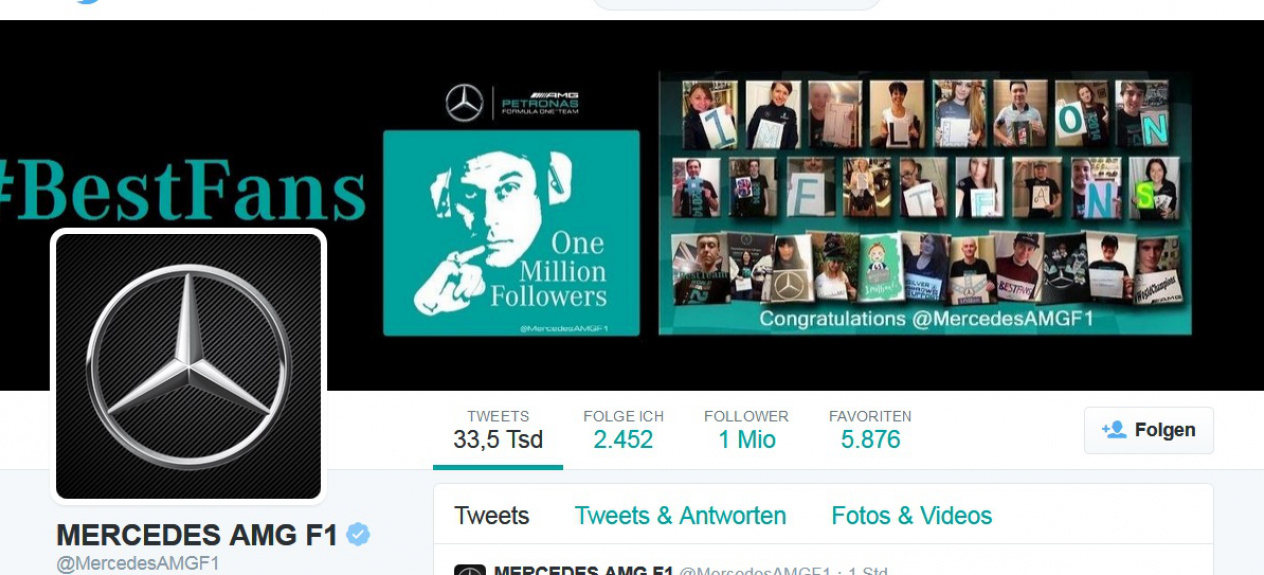 Mercedes-AMG F1: Twitter-Millionär: Als erstes Formel-1-Team macht ...